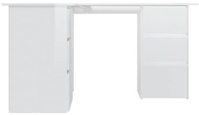 Petromila Rohový psací stůl bílý vysoký lesk 145x100x76 cm dřevotříska