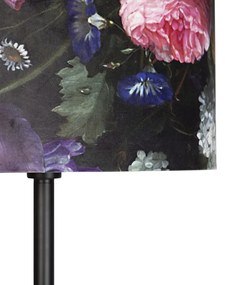 Romantická stojací lampa černá s odstínem květu 40 cm - Simplo