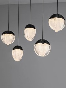 Matně černé hliníkové LED stmívatelné závěsné svítidlo se skleněným stínidlem Alicia – Nova Luce