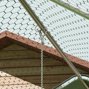 Ocelový výběh pro kuřata PawHut, 300 x 600 x 195 cm, klec pro kuřata s krytem odolným proti UV záření, dvířka na krmení, závěsné krmítko, hřad, výběh…
