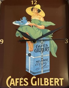 Plechové hodiny do kuchyně Cafés Gilbert