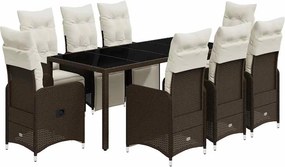 9dílný zahradní bistro set s poduškami hnědý polyratan 3277192