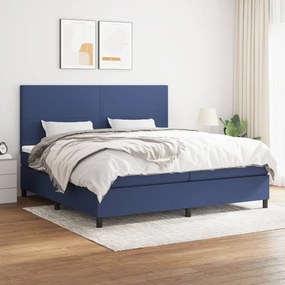 Box spring postel s matrací modrá 200x200 cm textil 3141647