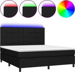 Box spring postel s matrací a LED černá 160x200 cm textil 3134887