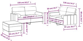 3Dílná Sedací Souprava S Polštáři Textil - Taupe / s poduškami