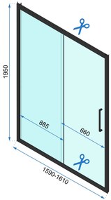 Rea Rapid Slide Wall, 3-stěnný sprchový kout s posuvnými dveřmi 140 (dveře) x 90 (stěna) x 195 cm, 6mm čiré sklo, černý profil, KPL-09887