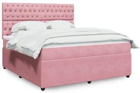 Box spring postel s matrací růžová 180x200 cm samet 3292417