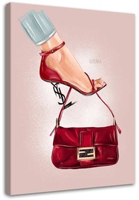 Gario Obraz na plátně Červená glamour kabelka - Svetlana Gracheva Rozměry: 40 x 60 cm