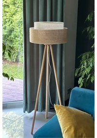 Duolla - Stojací lampa YUTE BOHO 1xE27/15W/230V pr. 45 cm hnědá/krémová