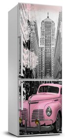 Wallmuralia Samolepící nálepka na ledničku Růžové auto 60x180 cm