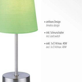 Stolní lampa Heinrich se zeleným látkovým stínidlem