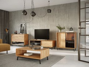 Bílý nábytek TV stolek Modern Loft 2d (200 cm) dub, masiv