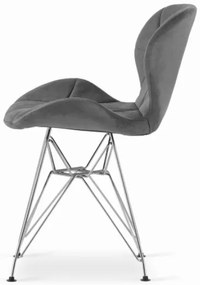 Sametová židle Paris šedá se stříbrnými nohami