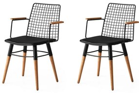 Sada jídelních židlí Trend Black and Walnut, 2 ks