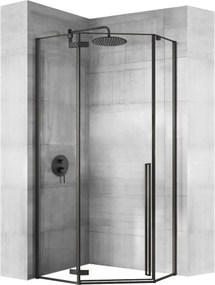 Pětiúhelníkový sprchový kout REA DIAMOND 90x90 cm, černý matný/transparent - bez vaničky