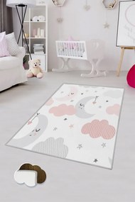 Dětský koberec Noční obloha 100x150 cm šedý/růžový