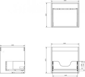 Mexen Box-A, závěsná skříňka 50 cm, 1 zásuvka, ořech, 91AX0-0500-470-1-86