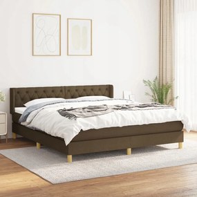 Box Spring Postel S Matrací Textil Tmavě Hnědá Prošívaný design 160 x 200