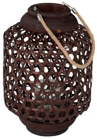 Hnědá dřevěná lucerna Knitti wood - Ø 32*45 cm