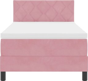 Postel s boxspringem s čelo Růžová 100 x 200 cm samet 3339223