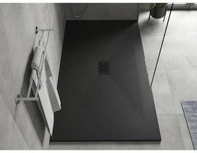 Mexen Hugo, obdélníková sprchová vanička SMC 150 x 100 cm, černá, černá krytka, 42701015-B