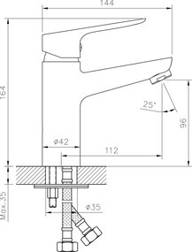 Bruckner Schmitz umyvadlová baterie stojánková bez výpusti chrom 863.002.1