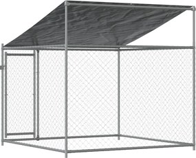 vidaXL Klec pro psy se střechou a dvířky šedá 2x2x2 m pozinkovaná ocel [172559]