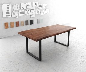 Jídelní stůl Edge 200x100 cm XL akácie hnědá kov černá