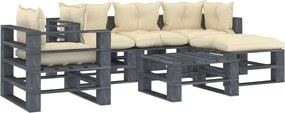 vidaXL 6dílná zahradní sedací souprava z palet + podušky dřevo [3052454] Barva: Černobílý