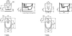 IDEAL STANDARD - Dea Stojící bidet 365 x 400 x 550 mm, bílá matná T509983