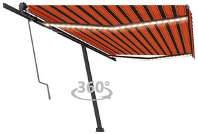 Automatická markýza LED a senzor větru 500x350 cm oranžovohnědá,  3069875