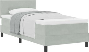 Postel s boxspringem s čelo Světle šedá 90 x 190 cm samet 3339140