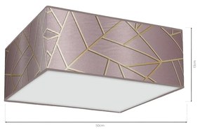 Stropní svítidlo Ziggy Square, 1x růžové/zlaté textilní stínítko, (bílé plexisklo), (50 cm)