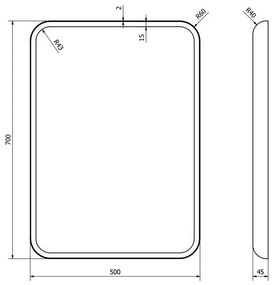 Sapho Float Zrcadlo s LED osvětlením v rámu, 50x70 cm, bílá, 22571