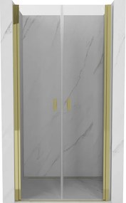 Mexen Otevírací sprchové dveře MIST (d+d) 85x200 cm 6mm zlaté, průhledné, 8A7-085-000-50-00