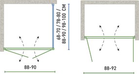 Novoterm Dvoukřídlé otevíravé sprchové dveře NV-Solid DDP BL 90, černá/transparent - bez vaničky