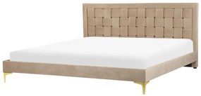 Sametová postel 180 x 200 cm béžová LIMOUX Beliani