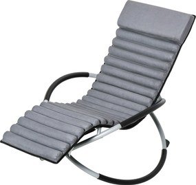 Ergonomické houpací křeslo Outsunny 2v1 - Zahradní křeslo s naší houpací slunečními lehátko z kovu a textilenu, kulaté tmavě šedé | Aosom