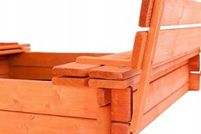NEW BABY Dětské dřevěné pískoviště s poklopem a lavičkami New baby 120 x 120 cm