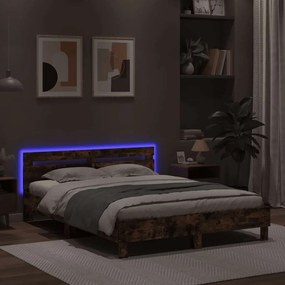 Rám postele s čelem a LED osvětlením hnědý dub 140 x 190 cm 3207566