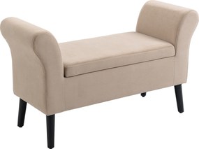 HOMCOM Lavice do obývacího pokoje Moderní čalouněná lavice s úložným prostorem, sametový polyester, kaučukové dřevo, područky, 115.5x43.5x66cm| Aosom