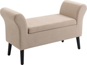 HOMCOM Lavice do obývacího pokoje Moderní čalouněná lavice s úložným prostorem, sametový polyester, kaučukové dřevo, područky, 115.5x43.5x66cm| Aosom
