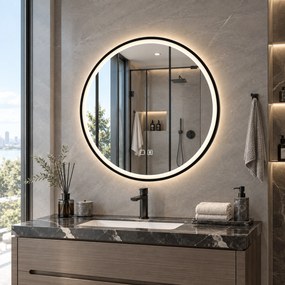 HOMCOM kulaté LED zrcadlo Ø 60 cm s Bluetooth, černé