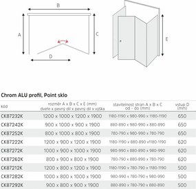 Mereo Mereo, Sprchový kout, LIMA, , chrom ALU, sklo Point, CK87212K