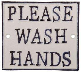 Nástěnná litinová cedule Wash hands - 11*10 cm