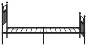 Kovový rám postele s hlavovým a nožním čelem černý 100 x 190 cm - Default Title
