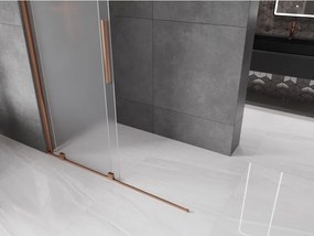 Mexen Velar, sprchová zástěna s posuvnými dveřmi Walk-in 150 x 200 cm, 8mm sklo námraza, růžové zlato, 871-150-000-33-60