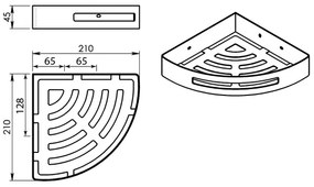 Gedy - Rohová police do sprchy SMART 21x4,5 cm metalicky šedá