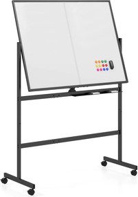 Costway Oboustranná magnetická tabule 120 × 90 cm na stojanu, černá