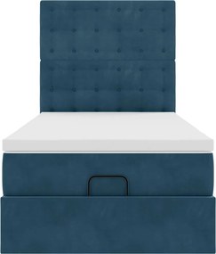 Osmanský rám postele s matracemi tmavě modrá 80x200cm samet 3314430